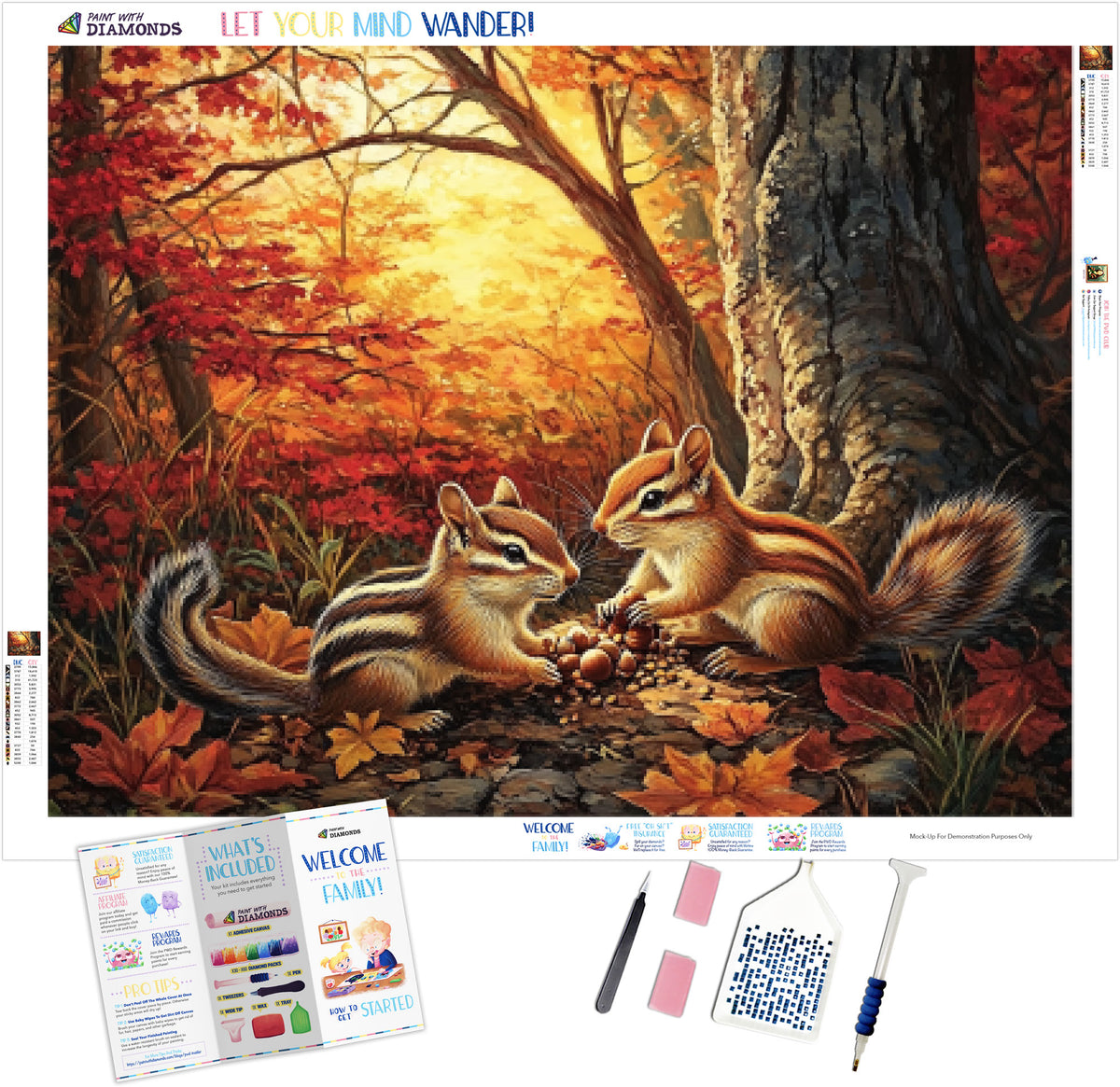 Chipmunks Gathering in an Autumn Woodland – Paint With Diamonds