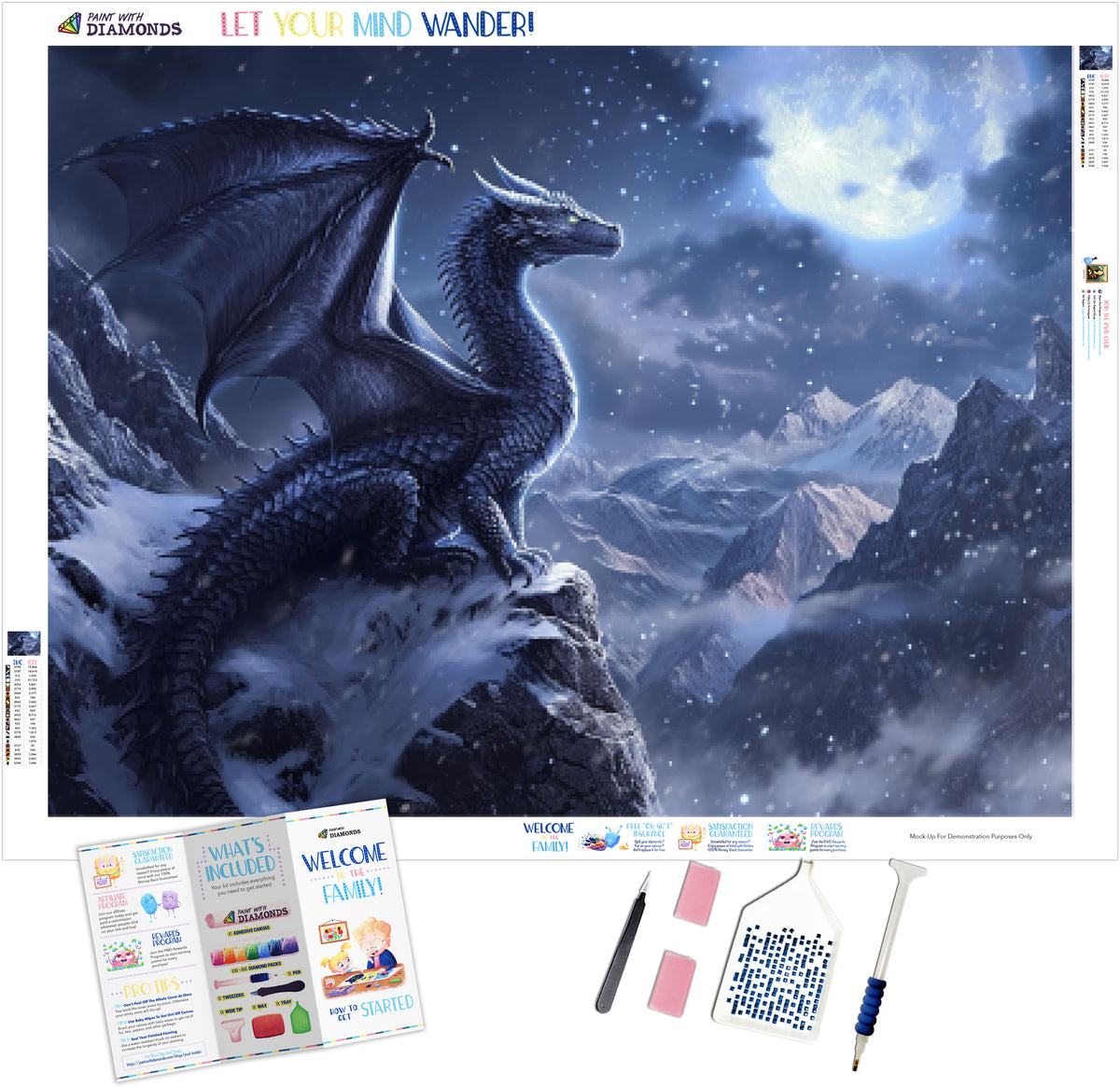 Dragon Guardian of the Mystic Mountains Official Diamond Painting Kit ...