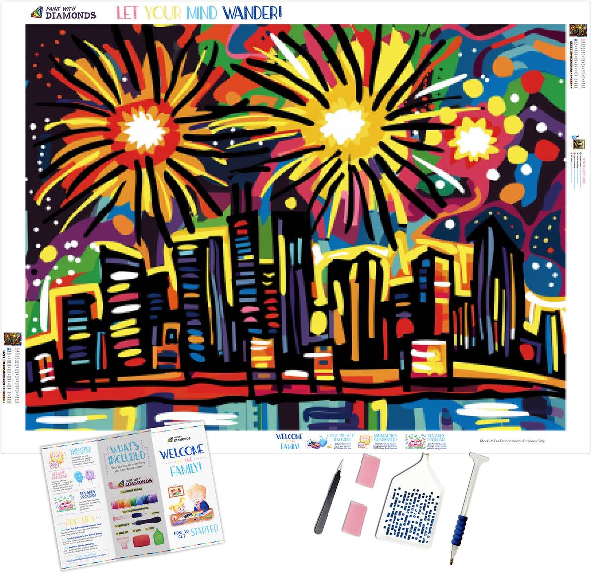 Fireworks Exploding Over the City Official Diamond Painting Kit | Diamond Art | Paint With Diamonds®
