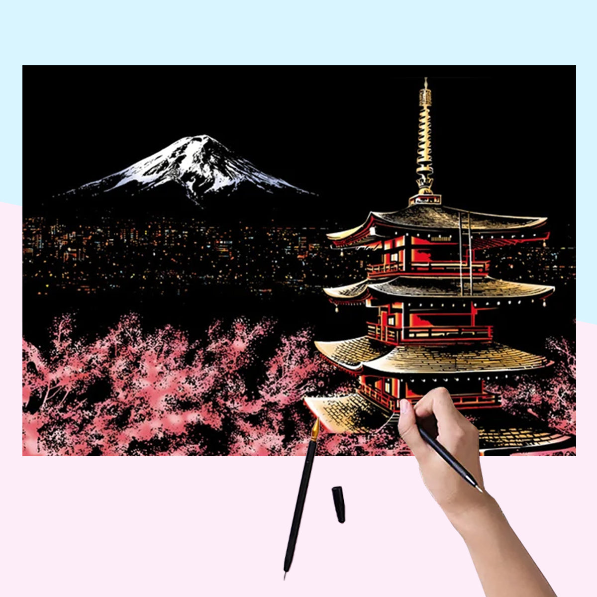 Mount Fuji Magic Scratch Art Kit – Paint With Diamonds