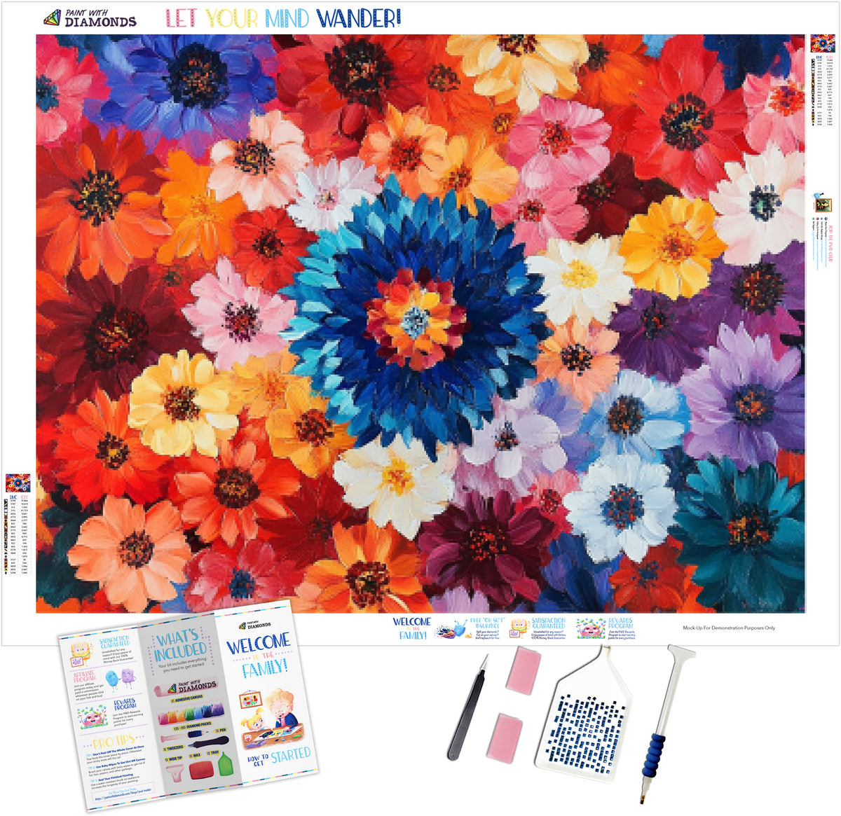 Rainbow Bloom Explosion- Official Diamond Painting Kit | Diamond Art | – Paint With Diamonds