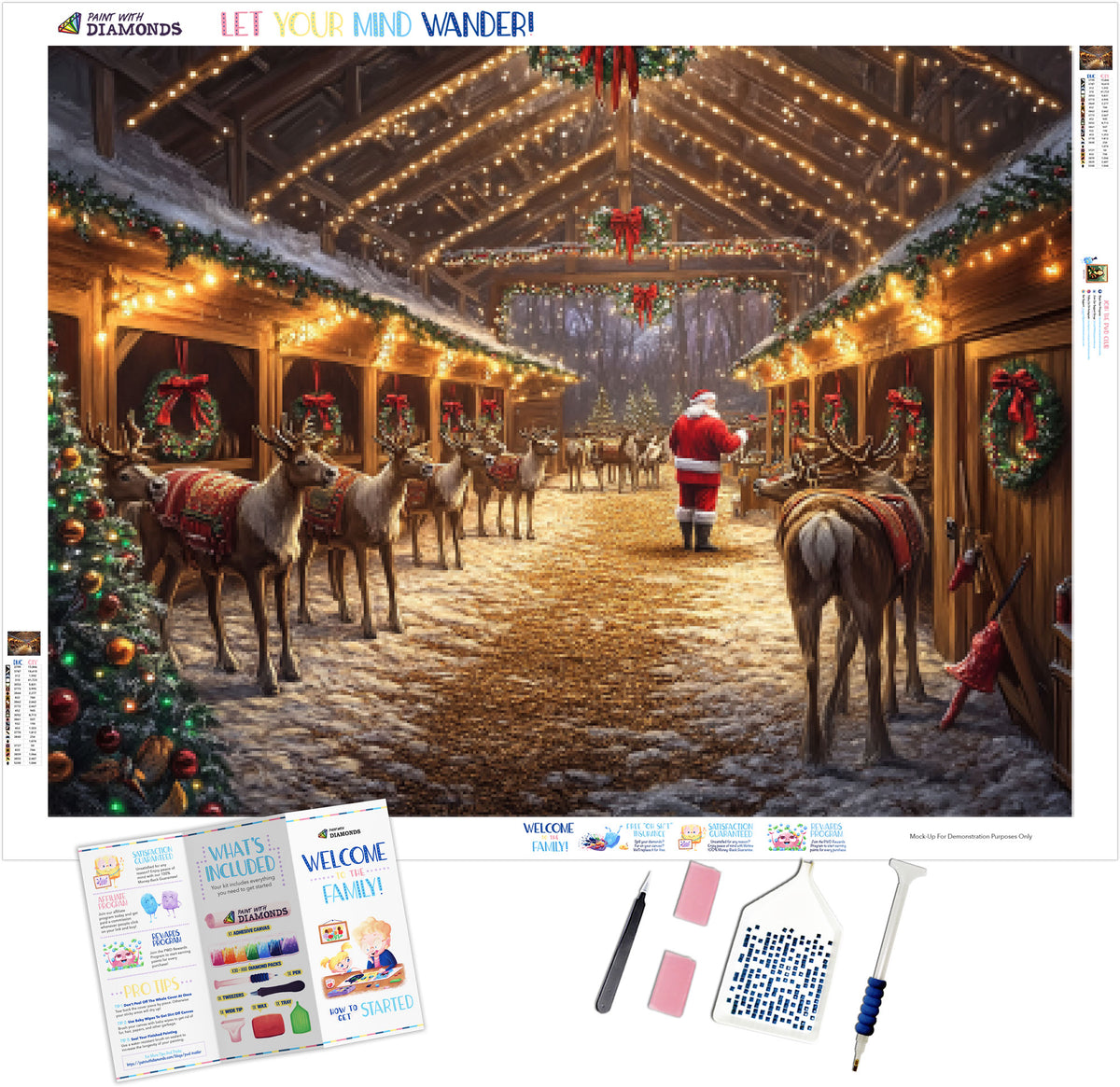 Santa’s Reindeer Barn Official Diamond Painting Kit | Diamond Art ...
