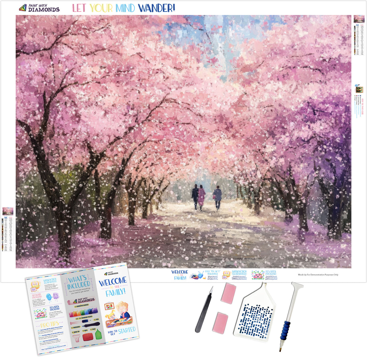 Springtime Stroll Under Cherry Blossoms Official Diamond Painting Kit – Paint With Diamonds
