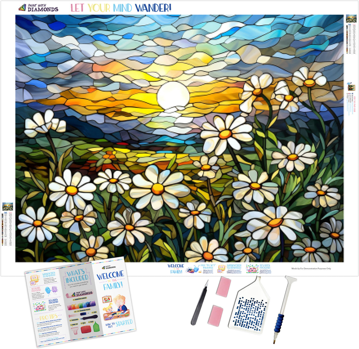 White and Yellow Daisies Official Diamond Painting Kit | Diamond Art ...