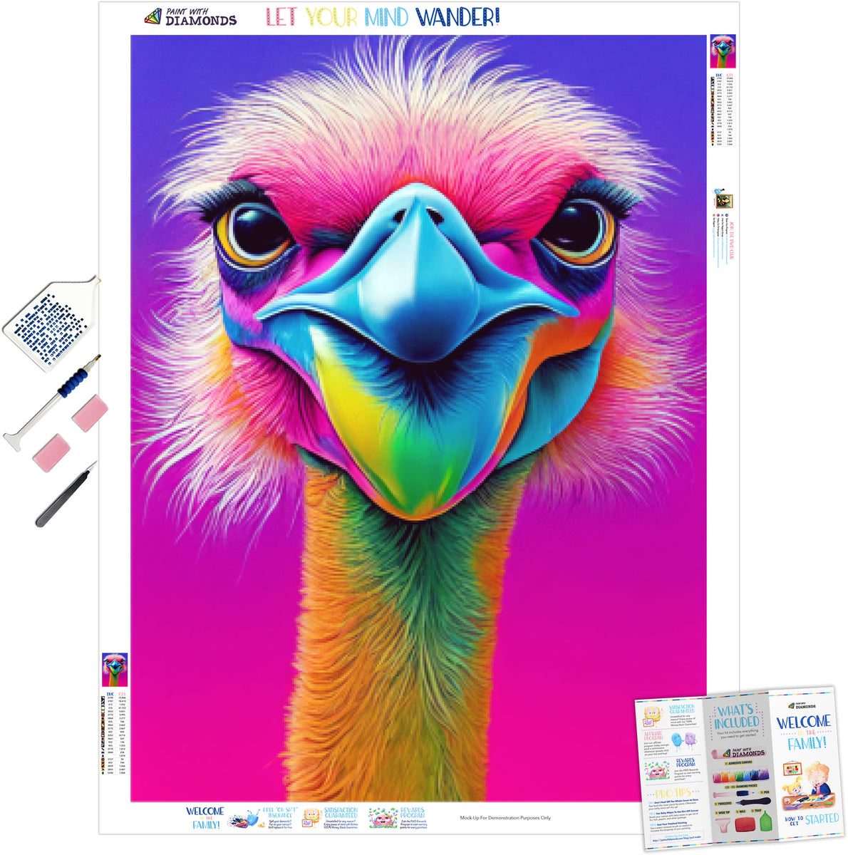Rainbow Ostrich Official Diamond Painting Kit | Diamond Art | Paint ...