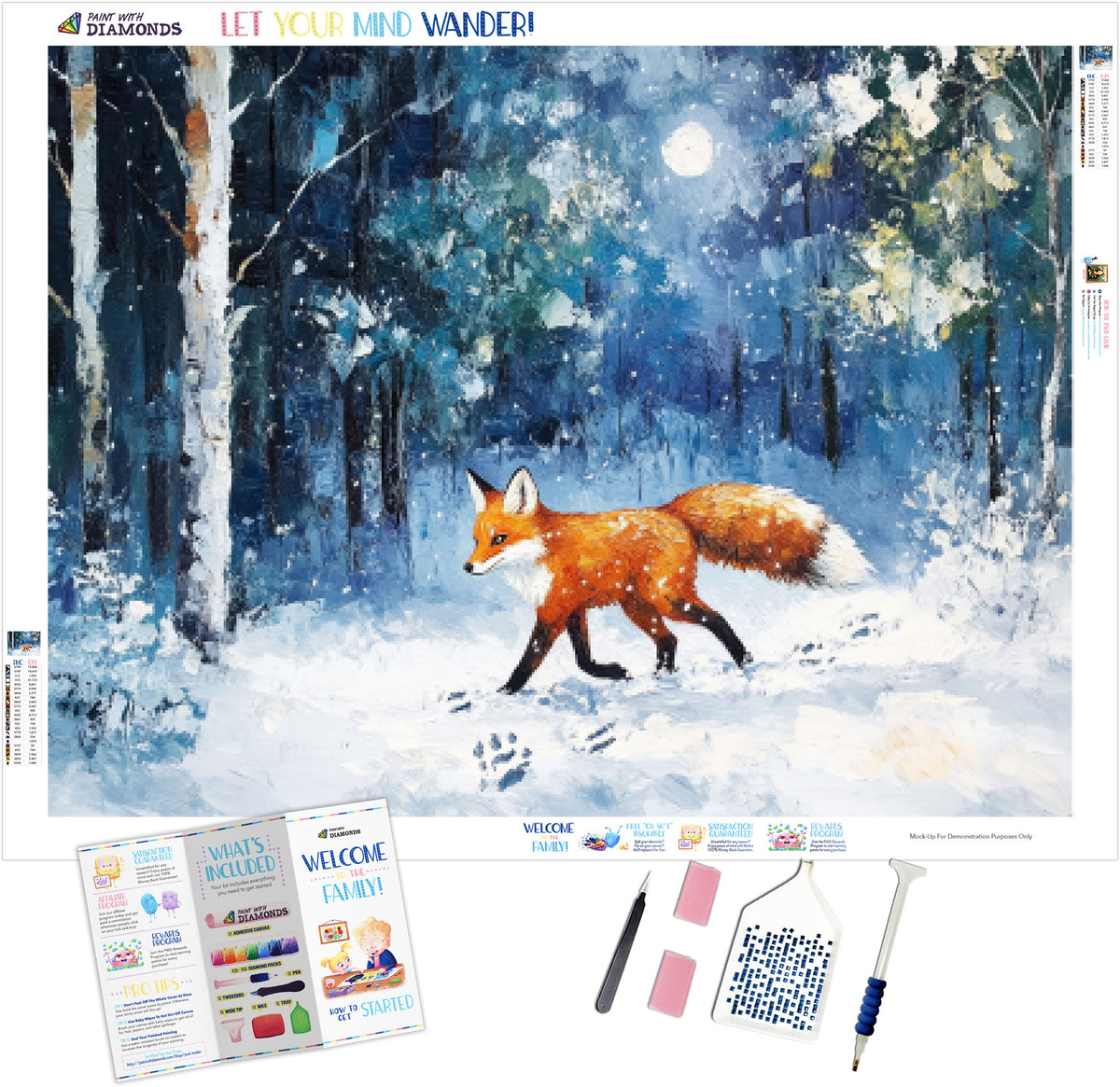 A Solitary Fox in the Winter Moonlight Official Diamond Painting Kit ...