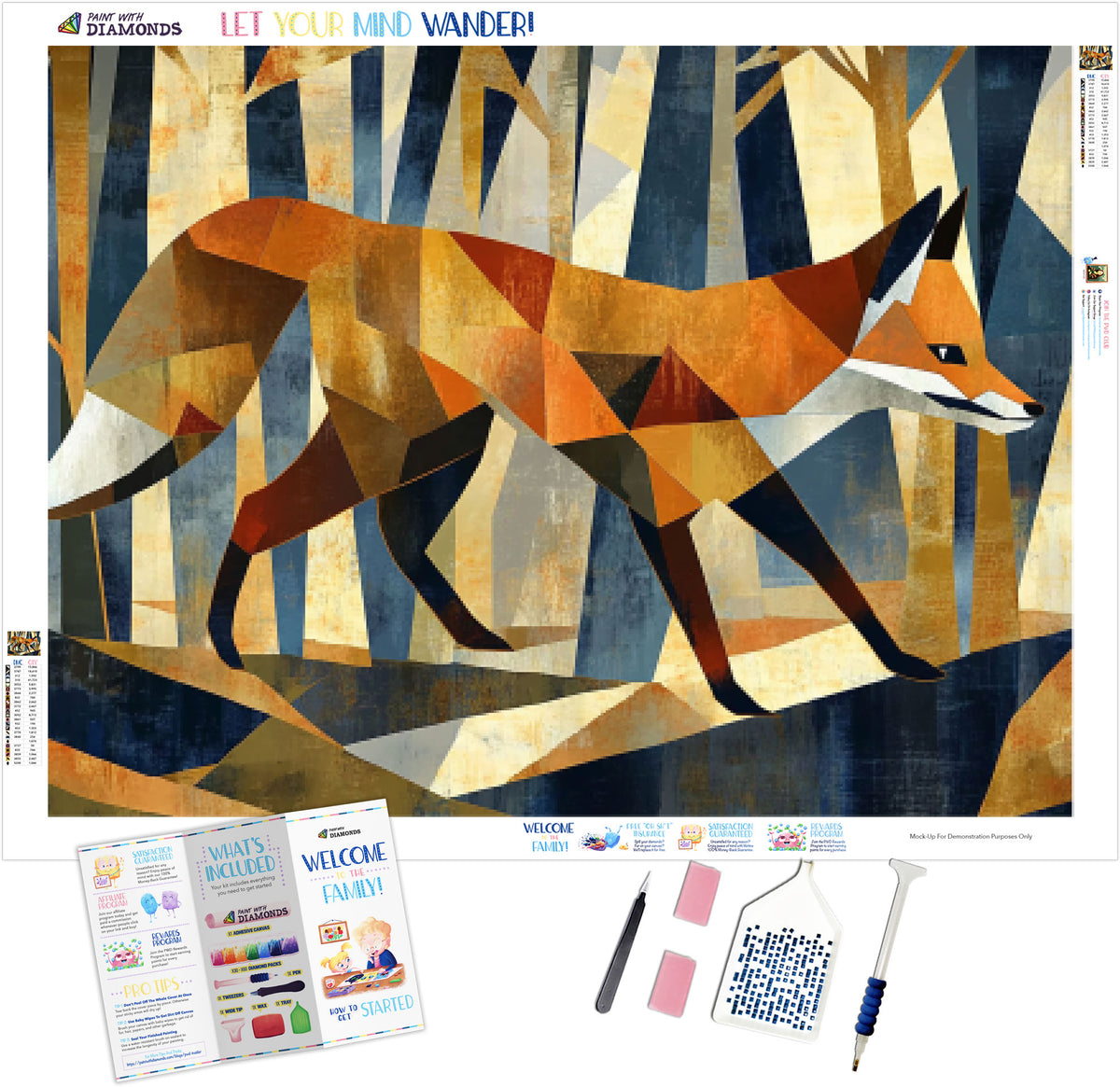 Abstract Instinct Geometric Fox Official Diamond Painting Kit | – Paint ...