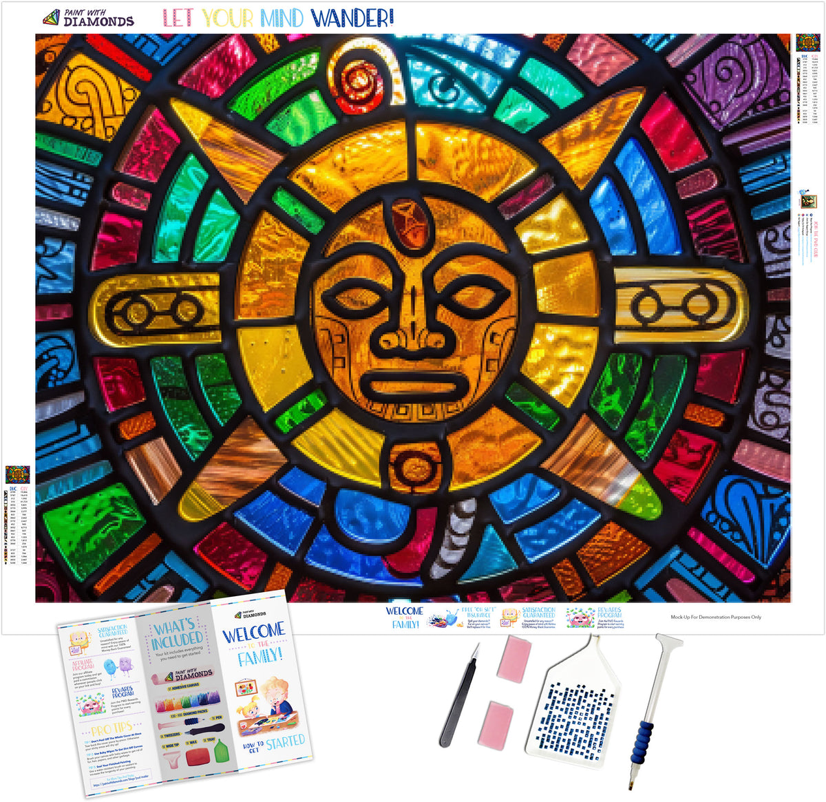 Ancient Aztec Sun Stone Official Diamond Painting Kit | Diamond Art ...