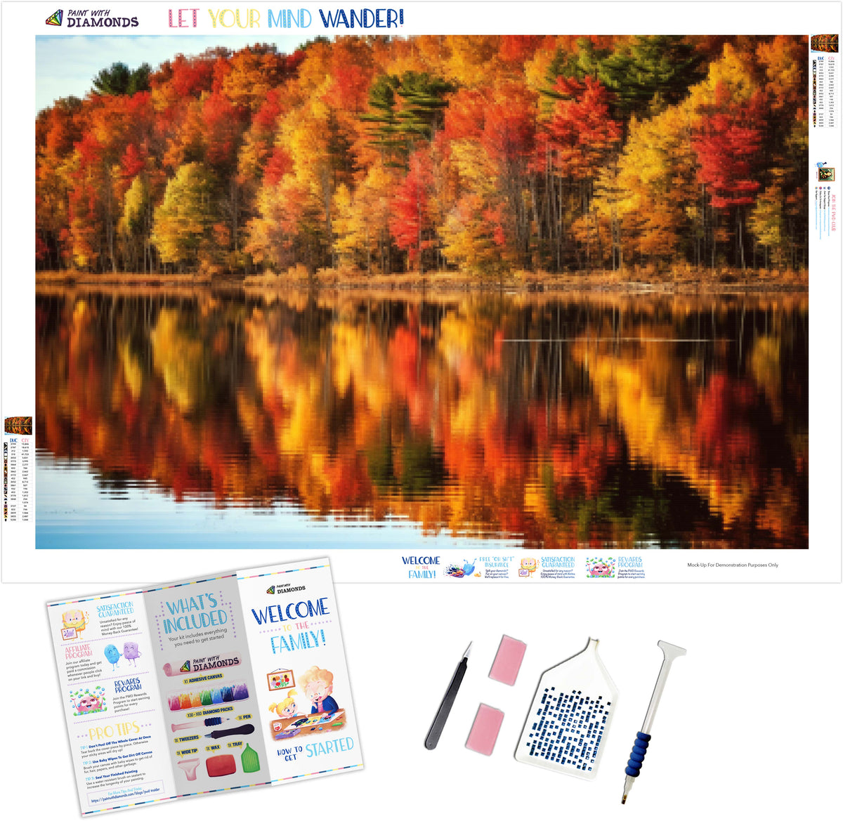 Autumn Reflections Tranquil Lake Diamond Painting Kit Paint With ...