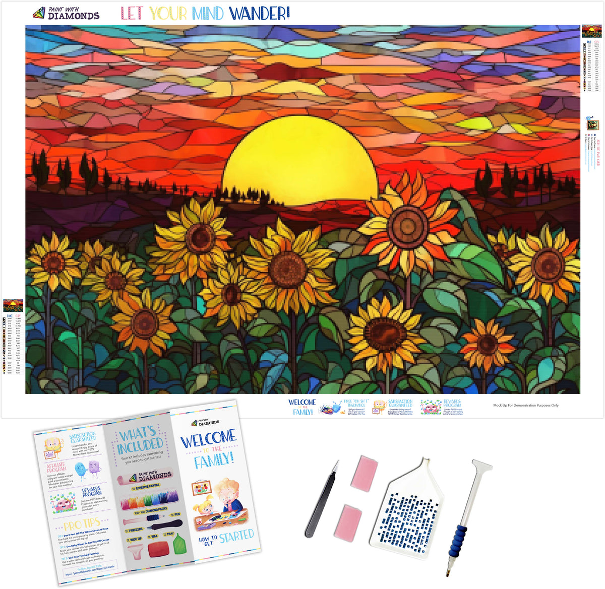 Beautiful Sunset Sky Stained Glass Official Diamond Painting Kit ...
