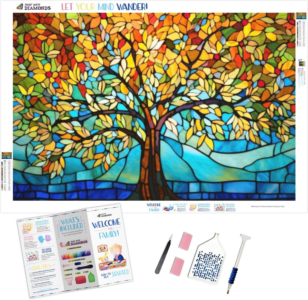 Beautiful Tree Golden Leaves Stained Glass Official Diamond Painting ...