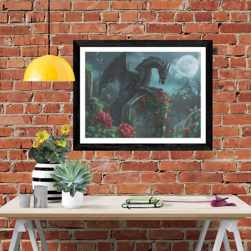 Black Dragon With Red Eyes Official Diamond Painting Kit | Diamond Art ...