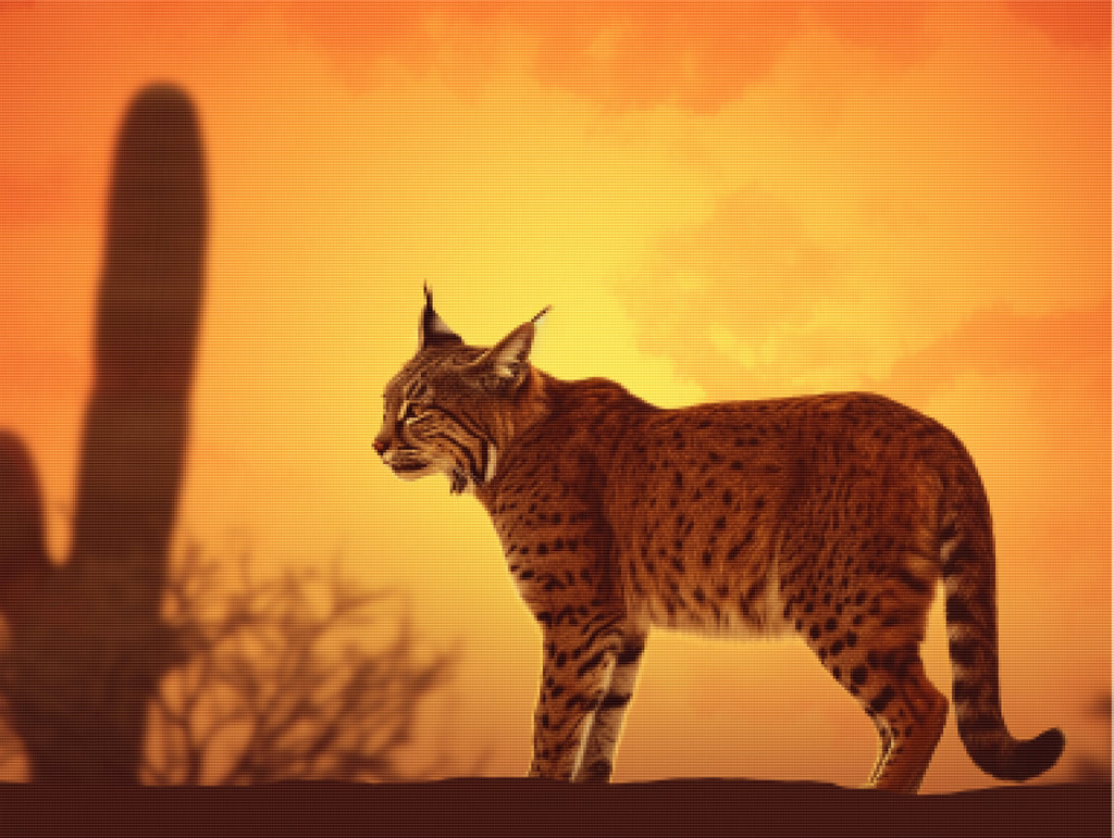 Bobcat in the Desert at Sunset Official Diamond Painting Kit | Diamond ...