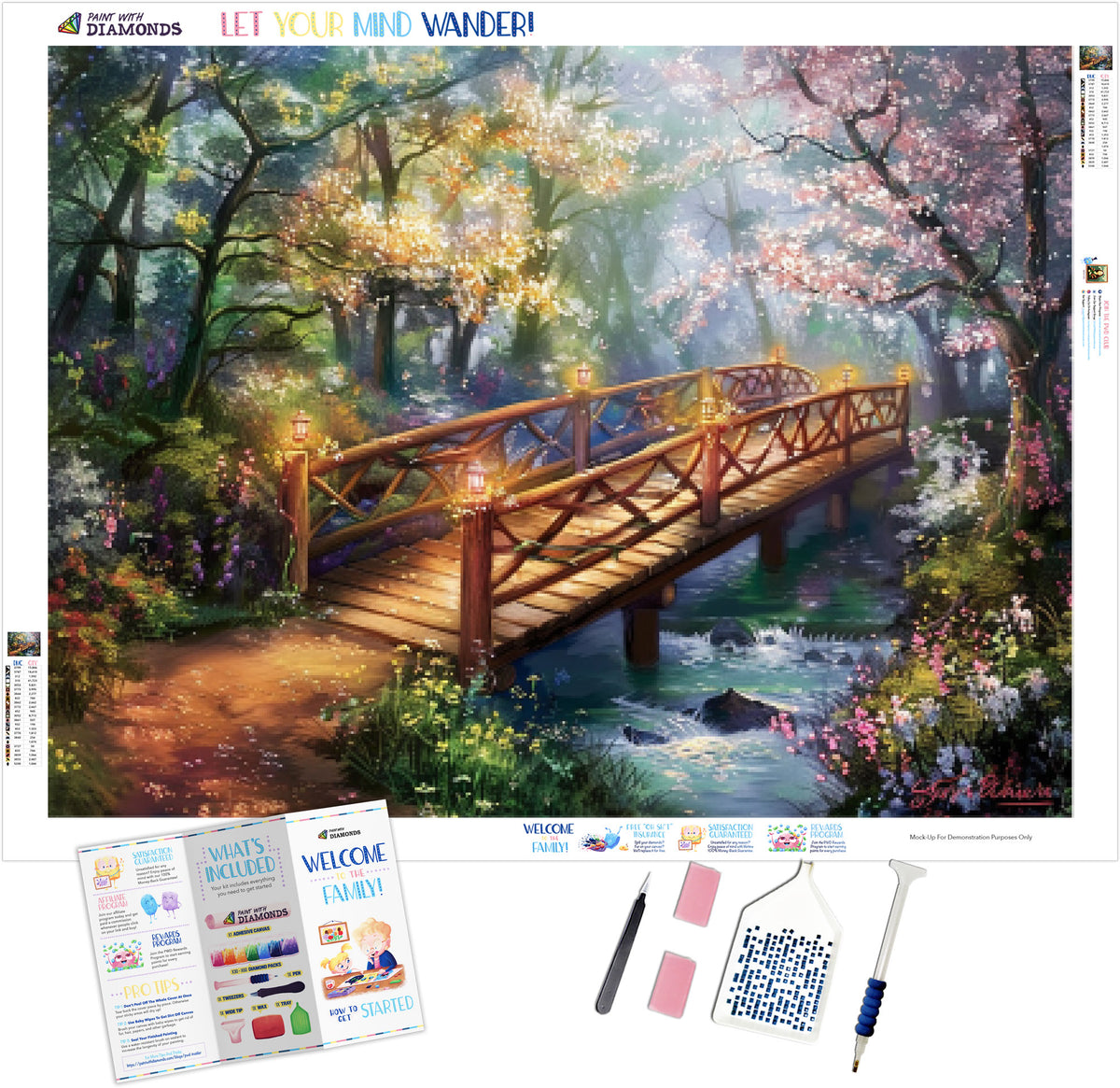 Bridge Over Flowering Stream Official Diamond Painting Kit | Diamond ...