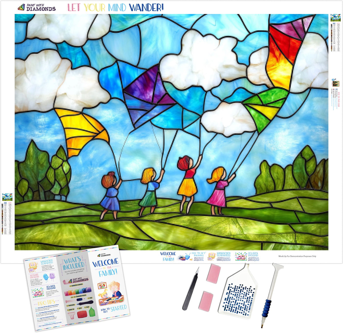 Bright Blue Sky Kits Flying Official Diamond Painting Kit | Diamond Art ...