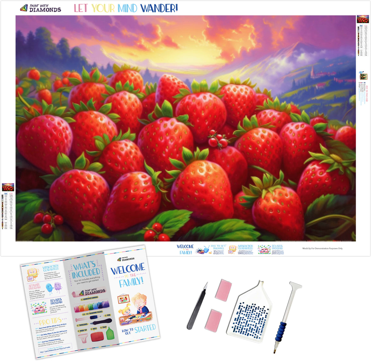 Bright Red Strawberries Official Diamond Painting Kit | Diamond Art ...