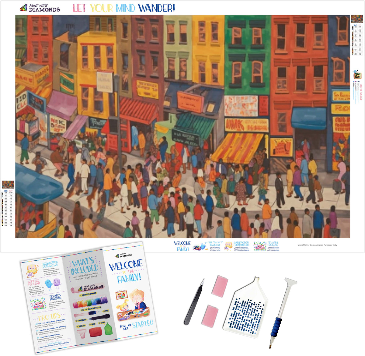 Busy Street Colorful Storefronts Official Diamond Painting Kit ...