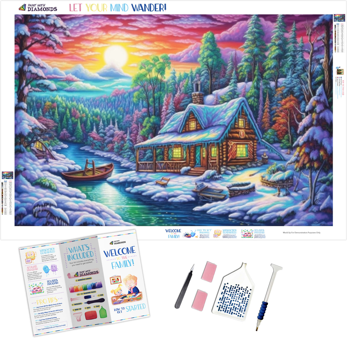 Cabin Nestled In The Snowy Woods Official Diamond Painting Kit ...