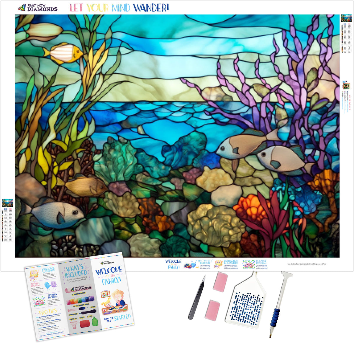 Caribbean Paradise Beach Stained Glass Official Diamond Painting Kit ...
