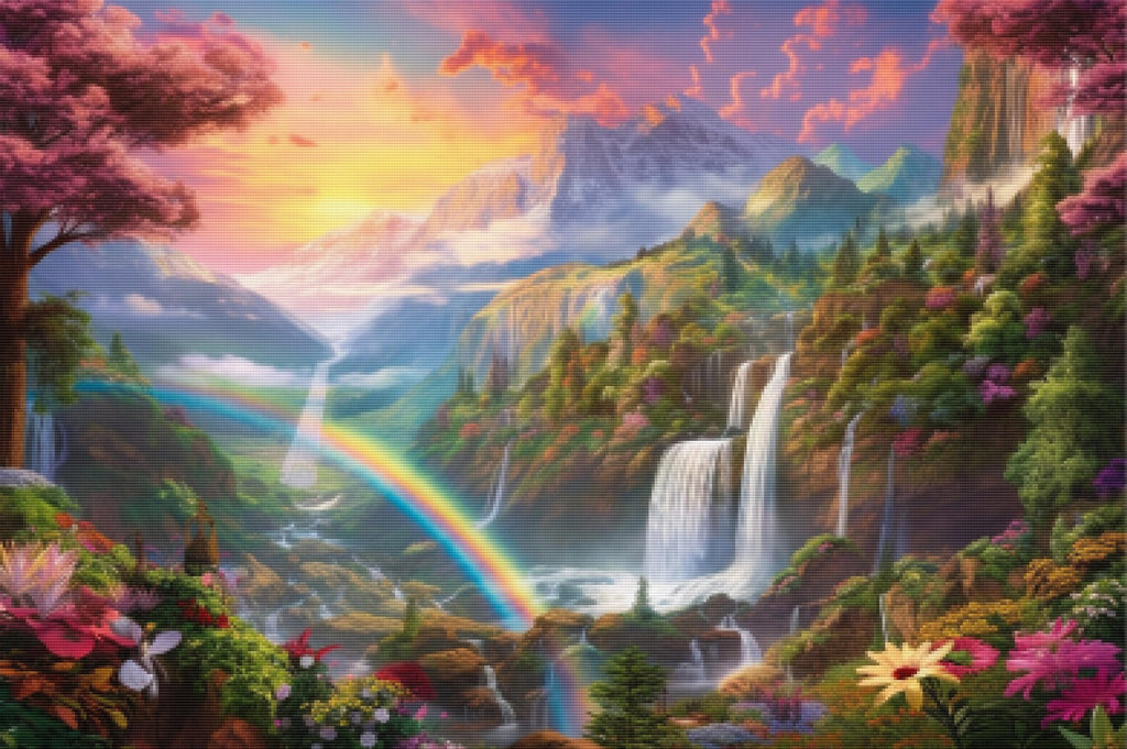 Cascading Waterfalls Epic Mountains Official Diamond Painting Kit ...