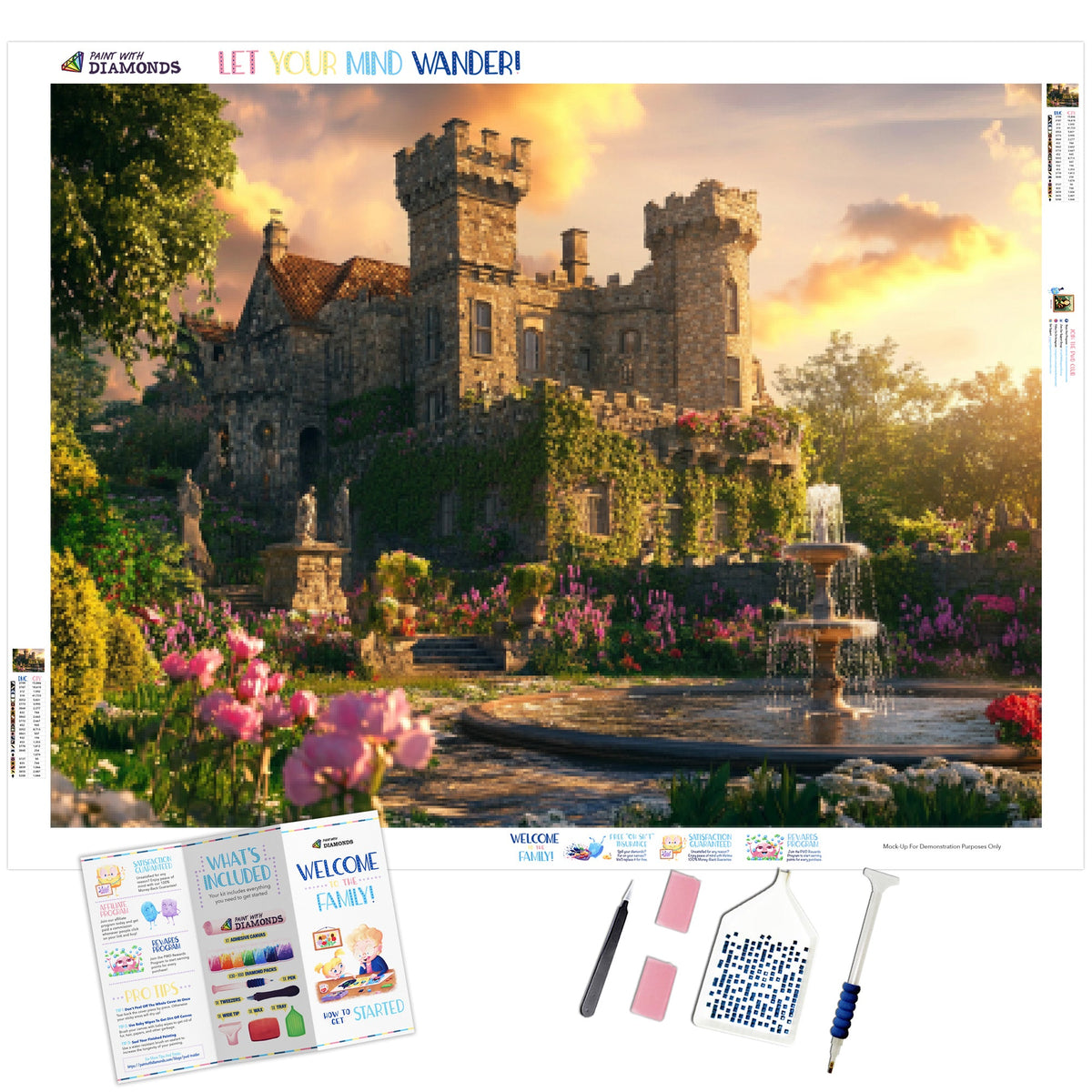 Castle Garden At Golden Hour Diamond Painting - Full Drill Kit | Paint ...