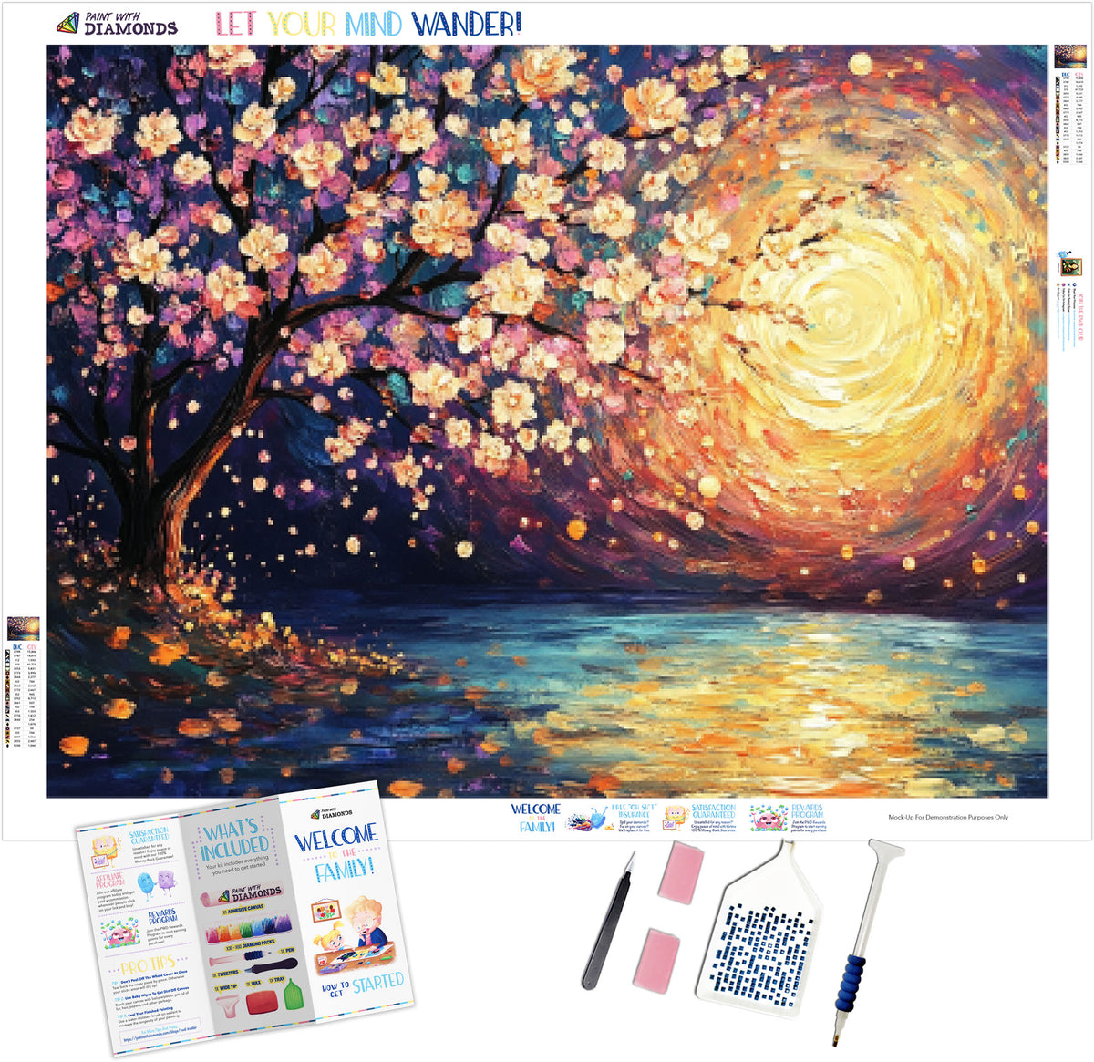 Celestial Blossoms Under a Midnight Sky Official Diamond Painting Kit ...