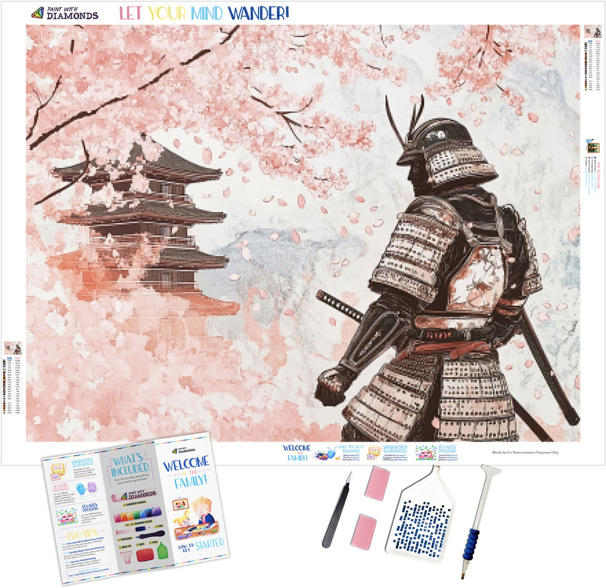 Cherry Blossom Samurai Official Diamond Painting Kit | Diamond Art ...