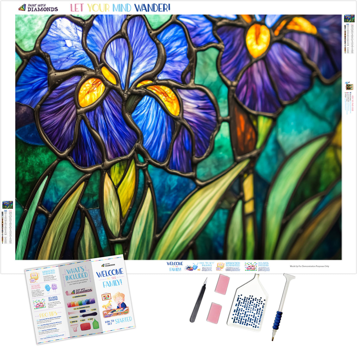 Close-Up of Glowing Irises Official Diamond Painting Kit | Diamond Art ...