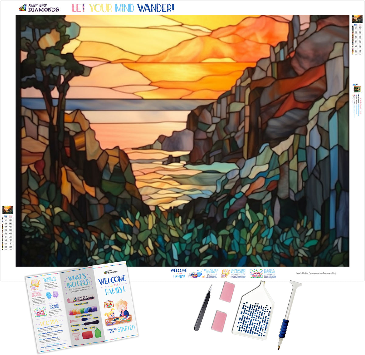 Coastal Cliffs at Sunset Official Diamond Painting Kit | Diamond Art ...