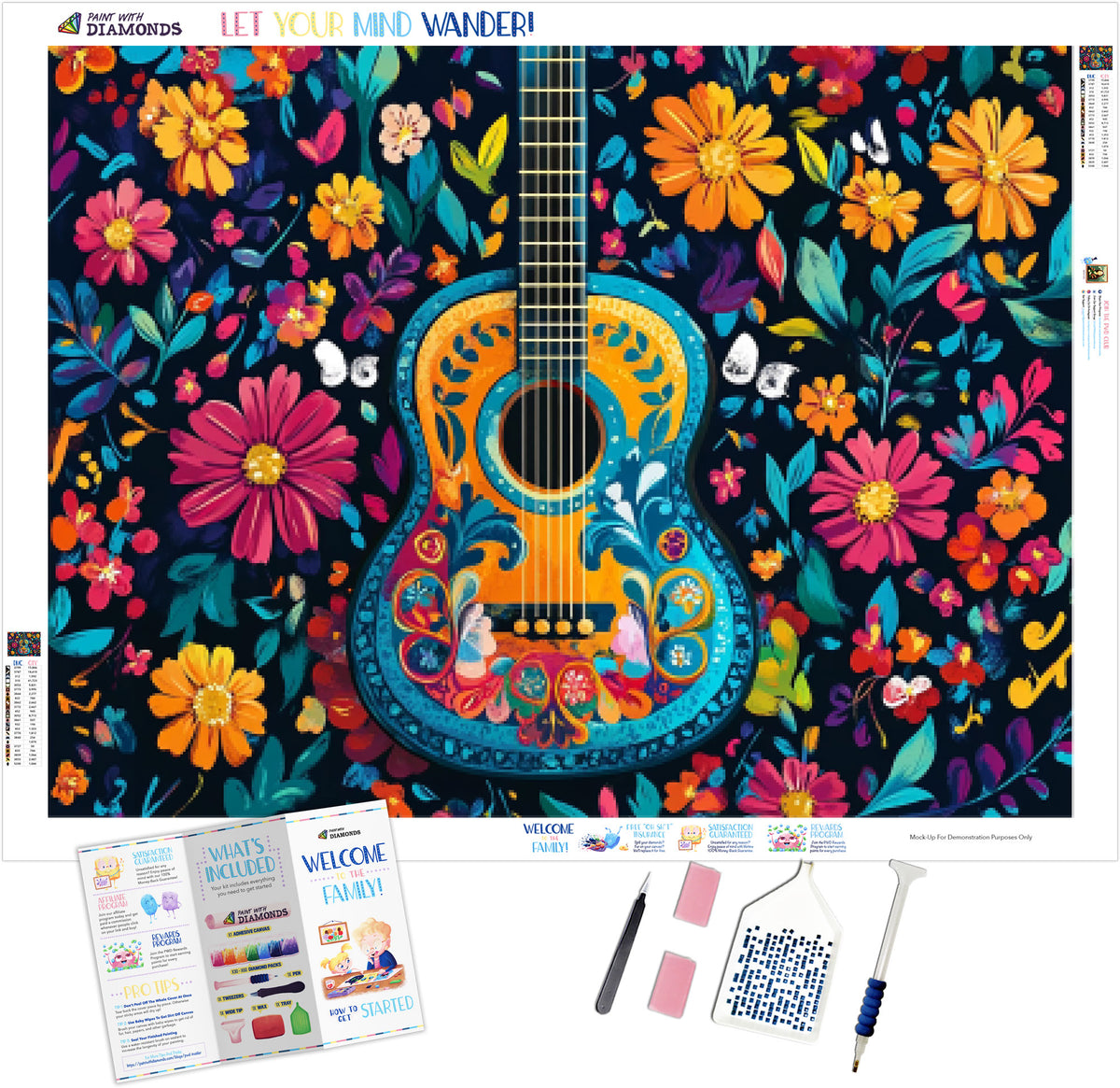 Colorful Acoustic Guitar Official Diamond Painting Kit | Diamond Art ...