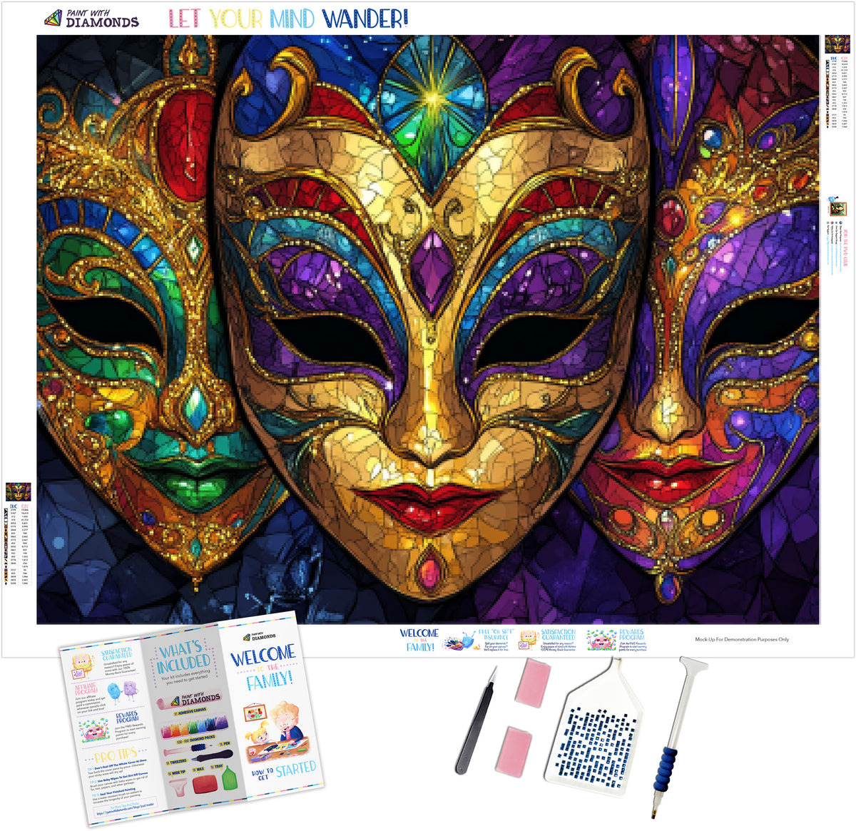 Colorful Carnival Masks Official Diamond Painting Kit | Diamond Art ...