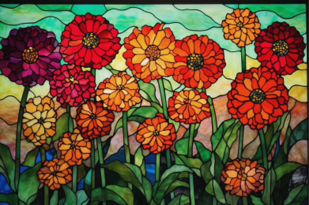 Colorful Marigolds Stained Glass Official Diamond Painting Kit ...