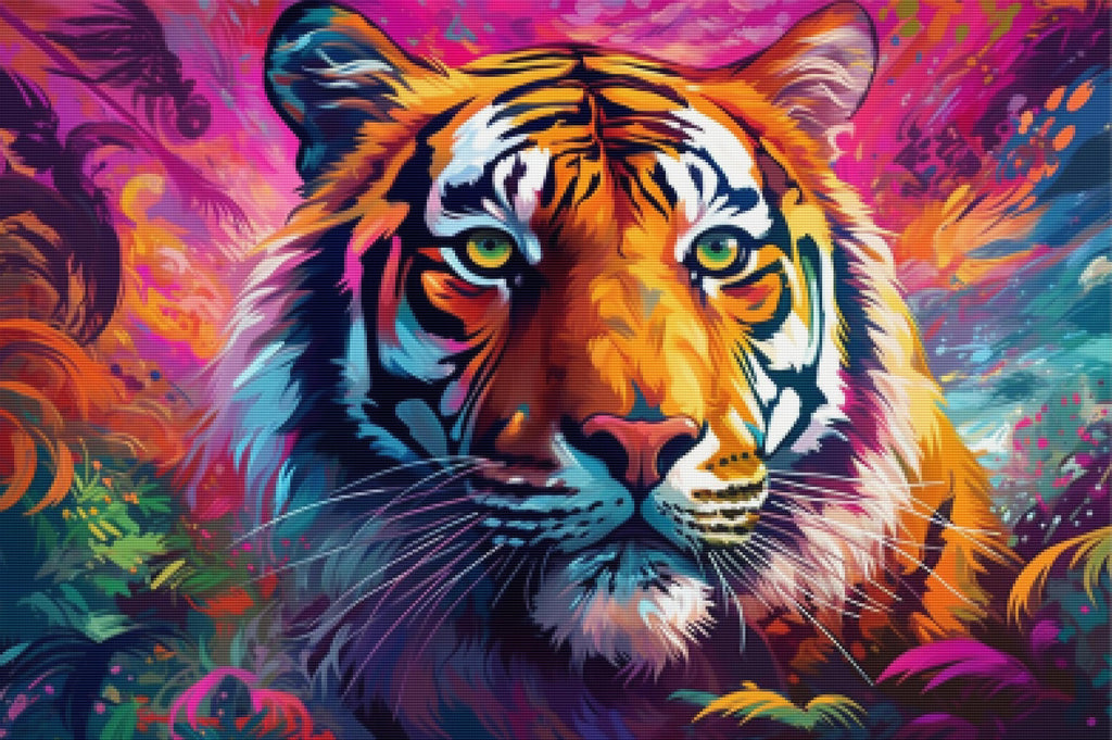 Colorful Tiger Piercing Eyes Official Diamond Painting Kit | Diamond ...