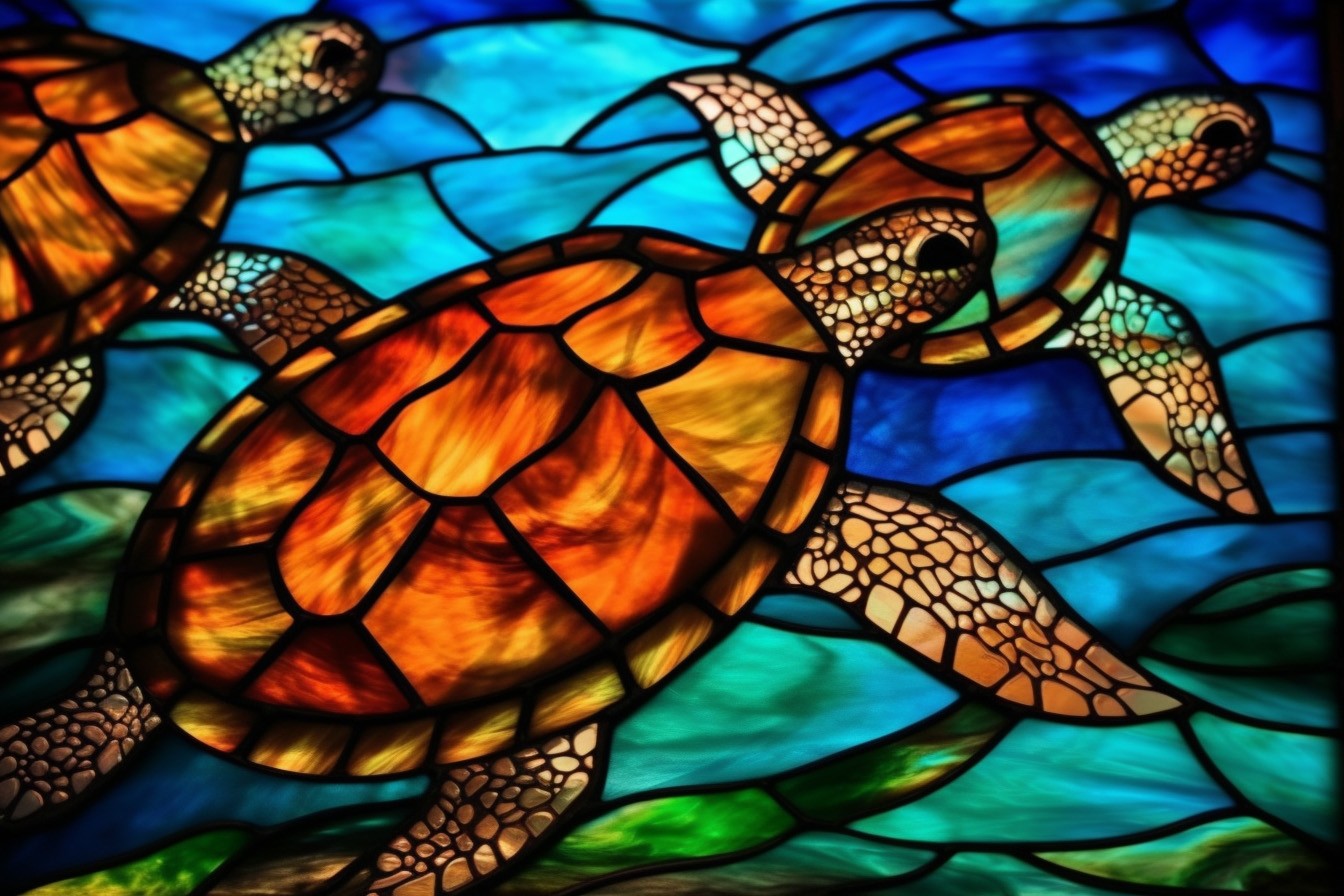 Sea Turtle Stained Glass Colorful Sea Turtles Stained Glass Official