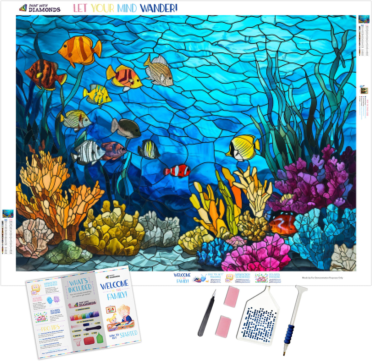Coral Reef Underwater Scene Stained Glass Official Diamond Painting ...