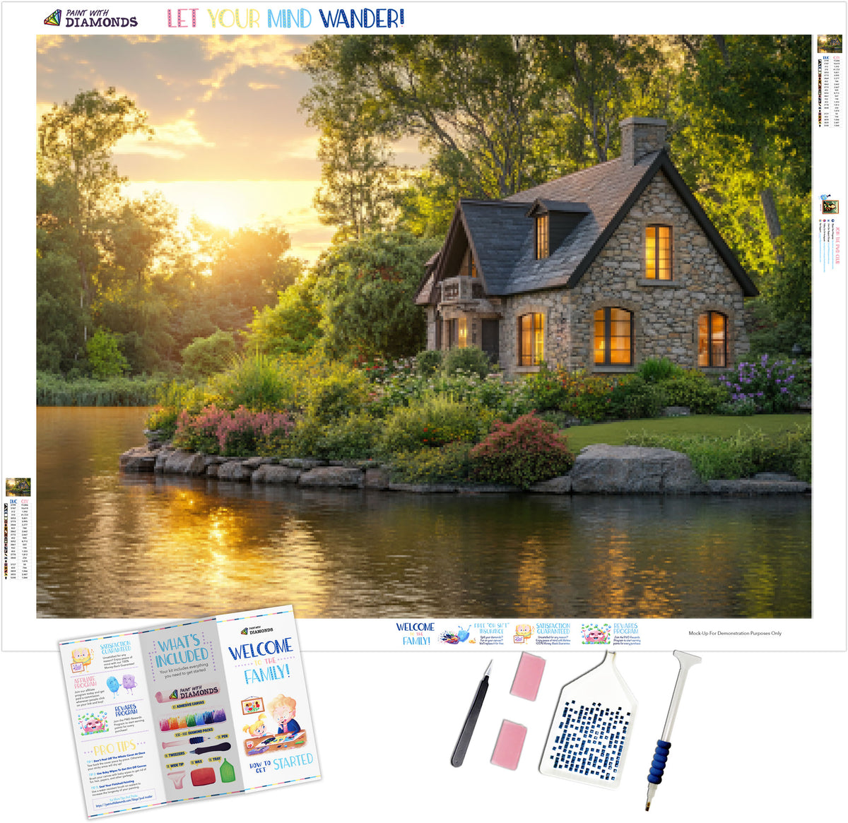 Cottage by the Crystal Lake Official Diamond Painting Kit | Diamond ...