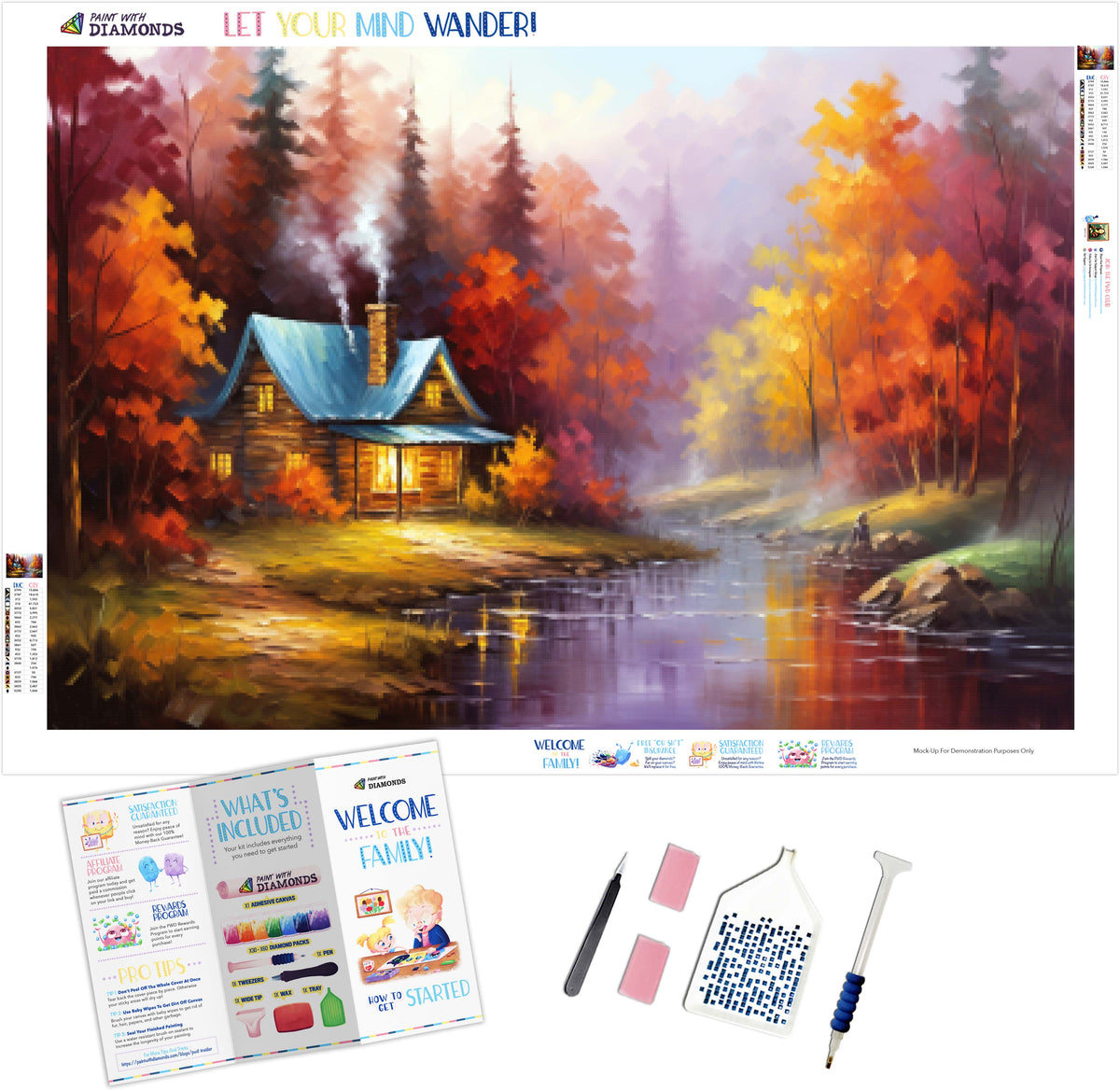 Cozy Cabin Smoke Rising Diamond Painting Kit Paint With Diamonds