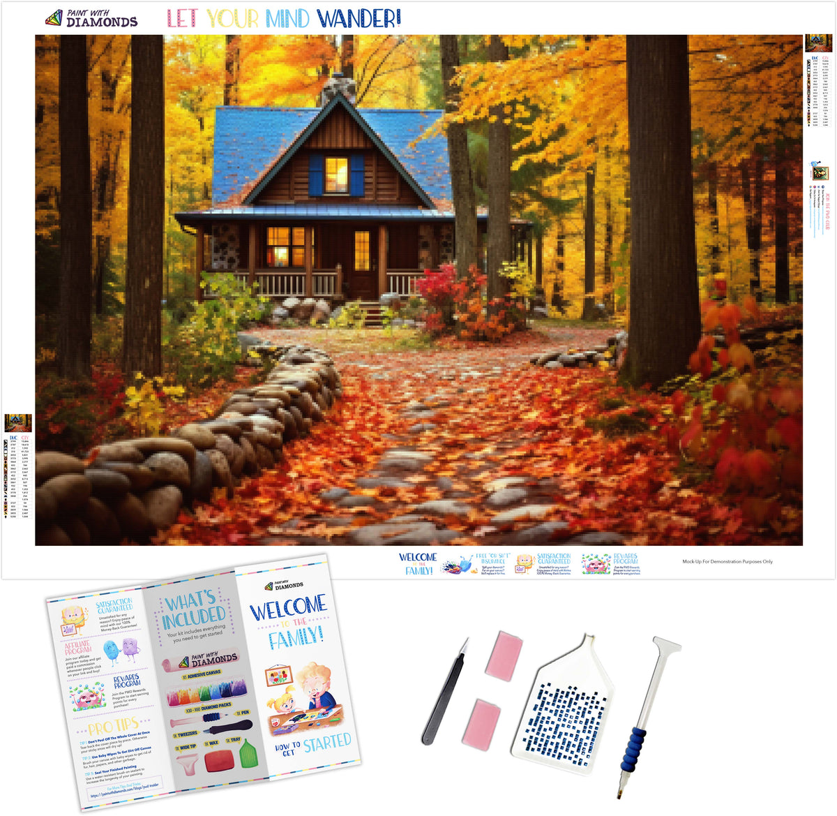 Cozy Cabin Vibrant Autumn Foliage Diamond Painting Kit Paint With ...