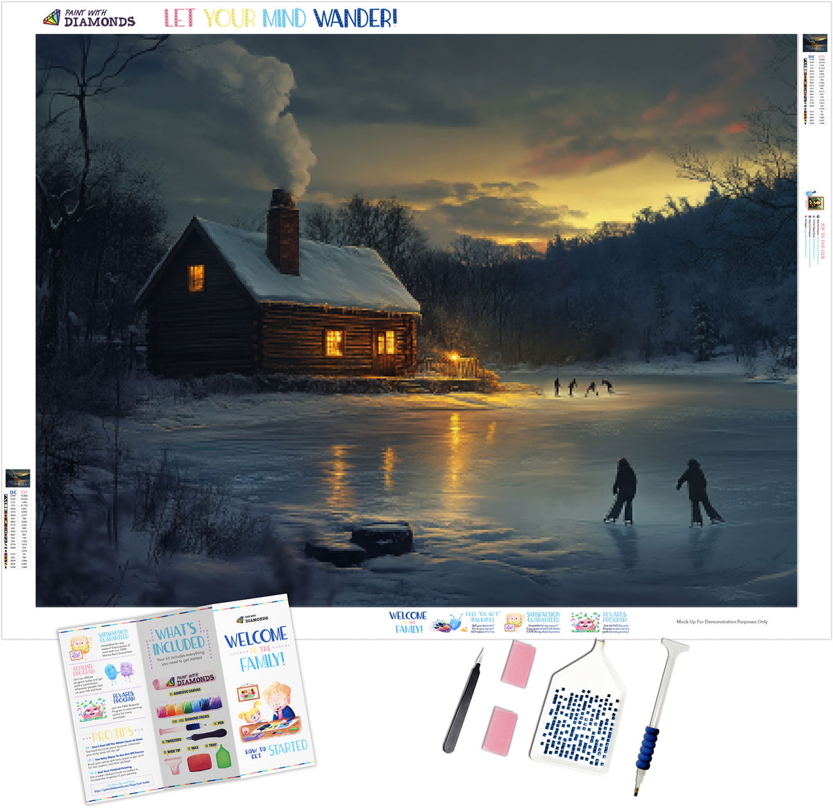 Cozy Cabin by the Frozen Lake Official Diamond Painting Kit | Diamond ...