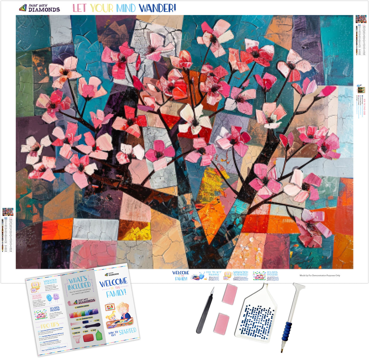 Cubist Cherry Blossoms Official Diamond Painting Kit | Diamond Art ...