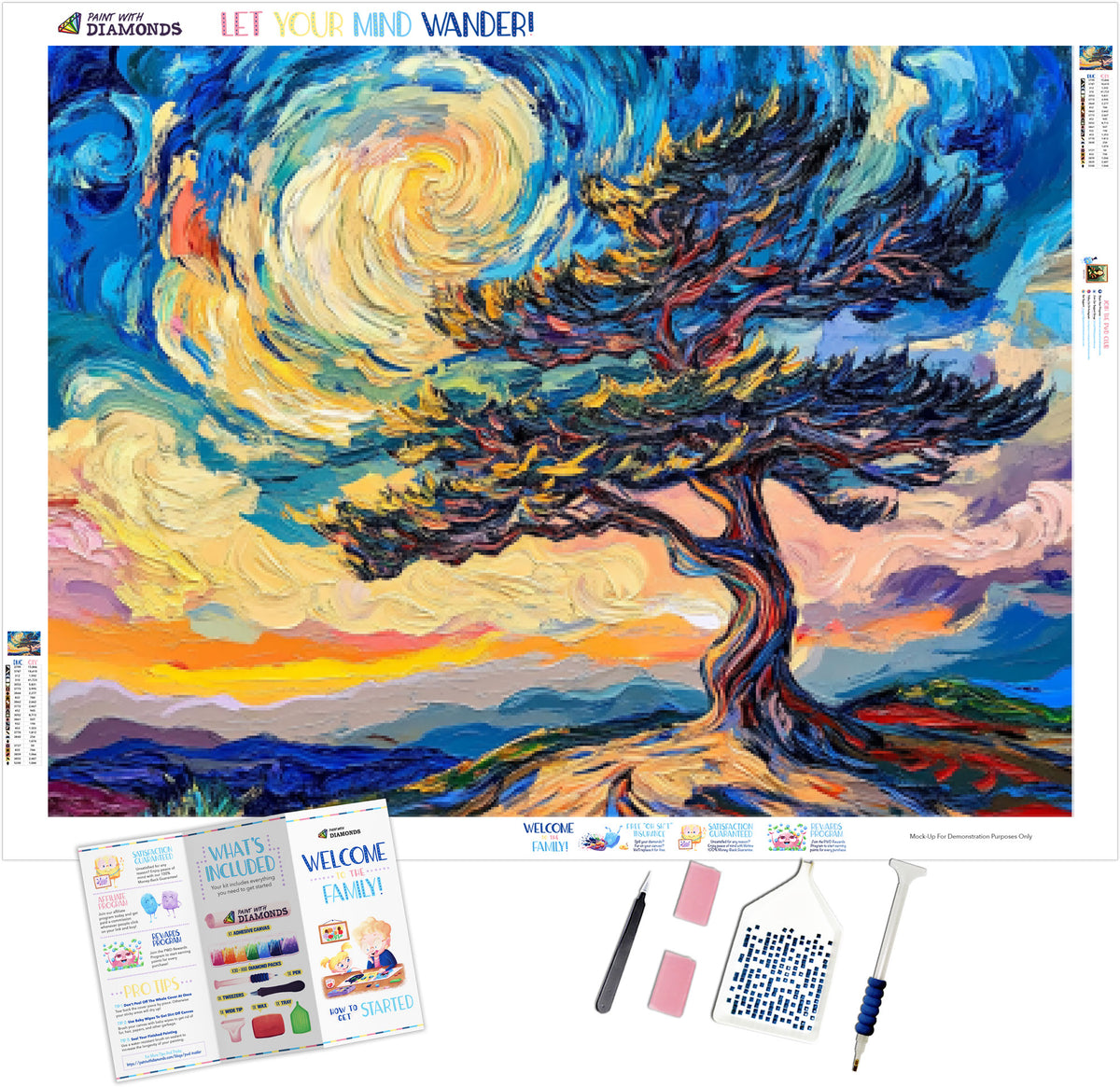 Cypress Under Swirling Sky Official Diamond Painting Kit | Diamond Art ...