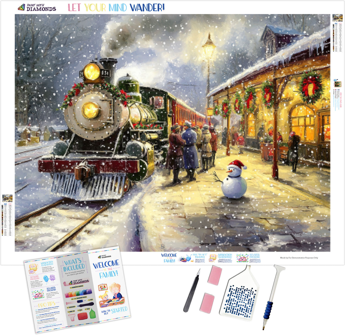 Decorated Christmas Train Station Official Diamond Painting Kit ...