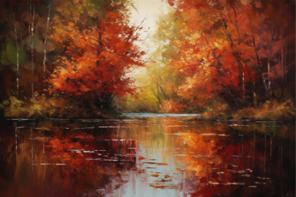 Deep Red Autumn Lake Official Diamond Painting Kit | Diamond Art ...