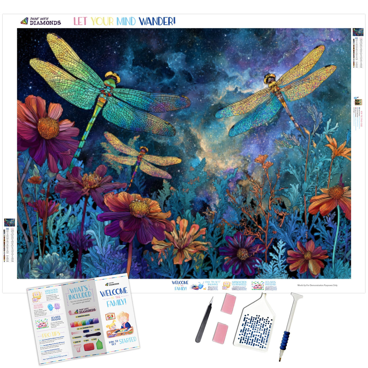 Dragonfly Nebula Garden Diamond Painting - Full Drill Kit | Paint With ...