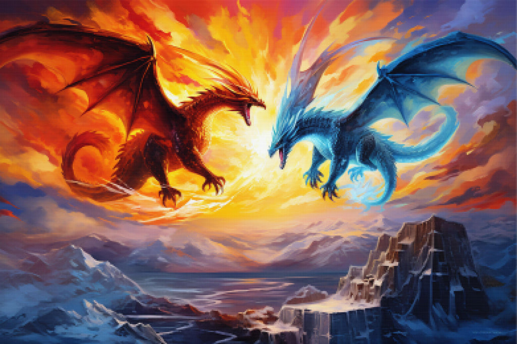 Dual Of Dragons Diamond Painting Kit Paint With Diamonds Official