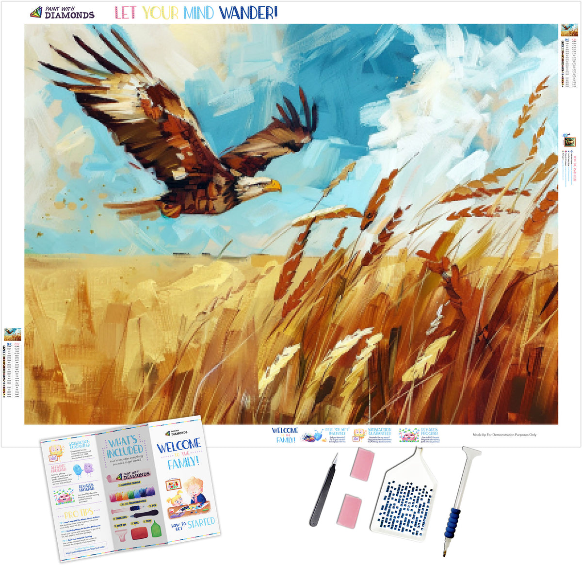 Eagle in Wheatfield Official Diamond Painting Kit | Diamond Art | Paint ...
