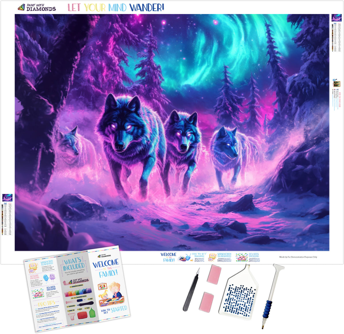 Electric Dreamscape Pack Of Wolves Official Diamond Painting Kit ...