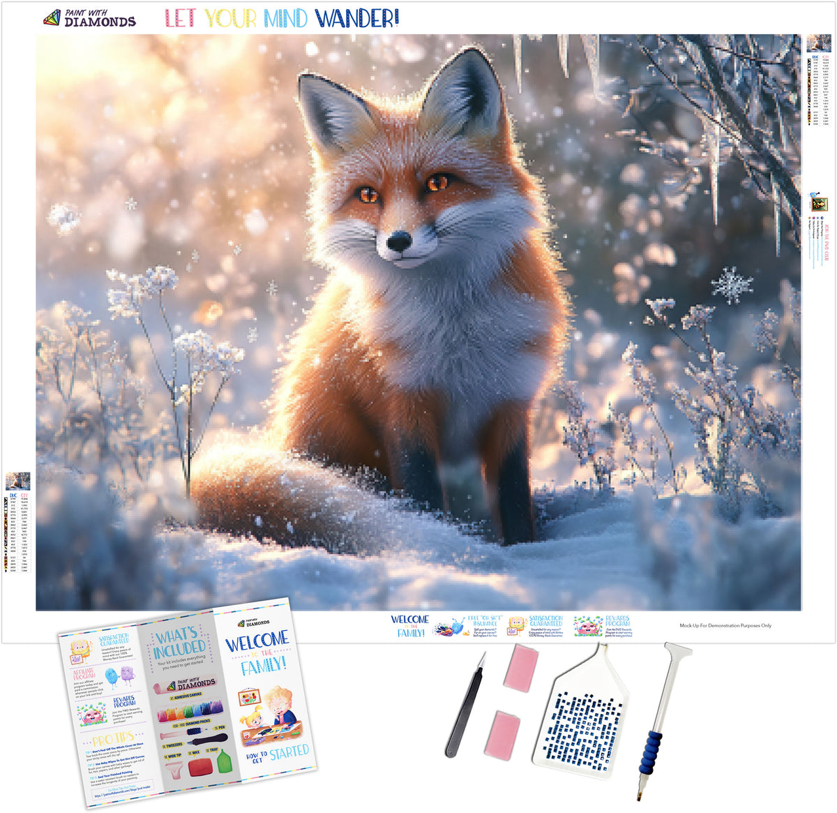 Festive Fox in a Snowy Meadow Official Diamond Painting Kit | Diamond ...