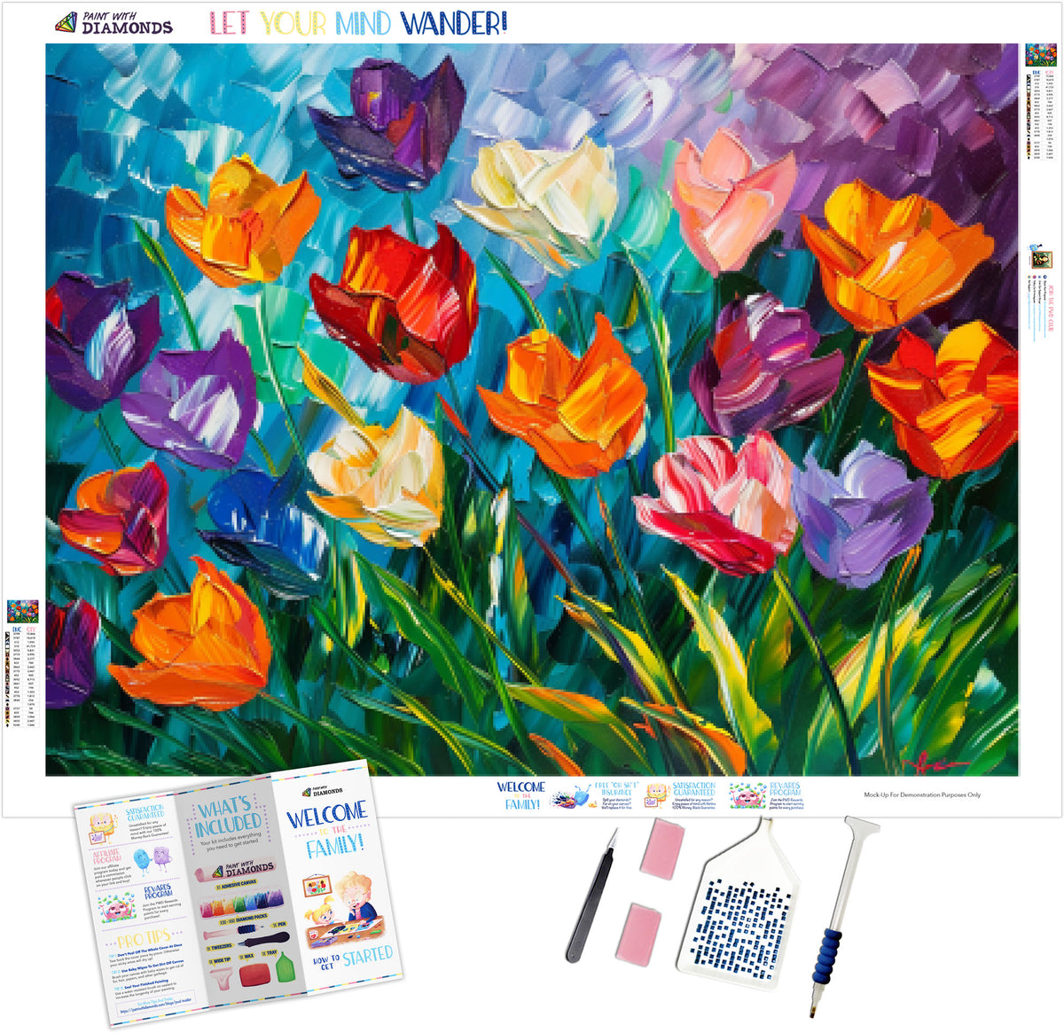 Field Of Multicolored Tulips Official Diamond Painting Kit | Diamond ...