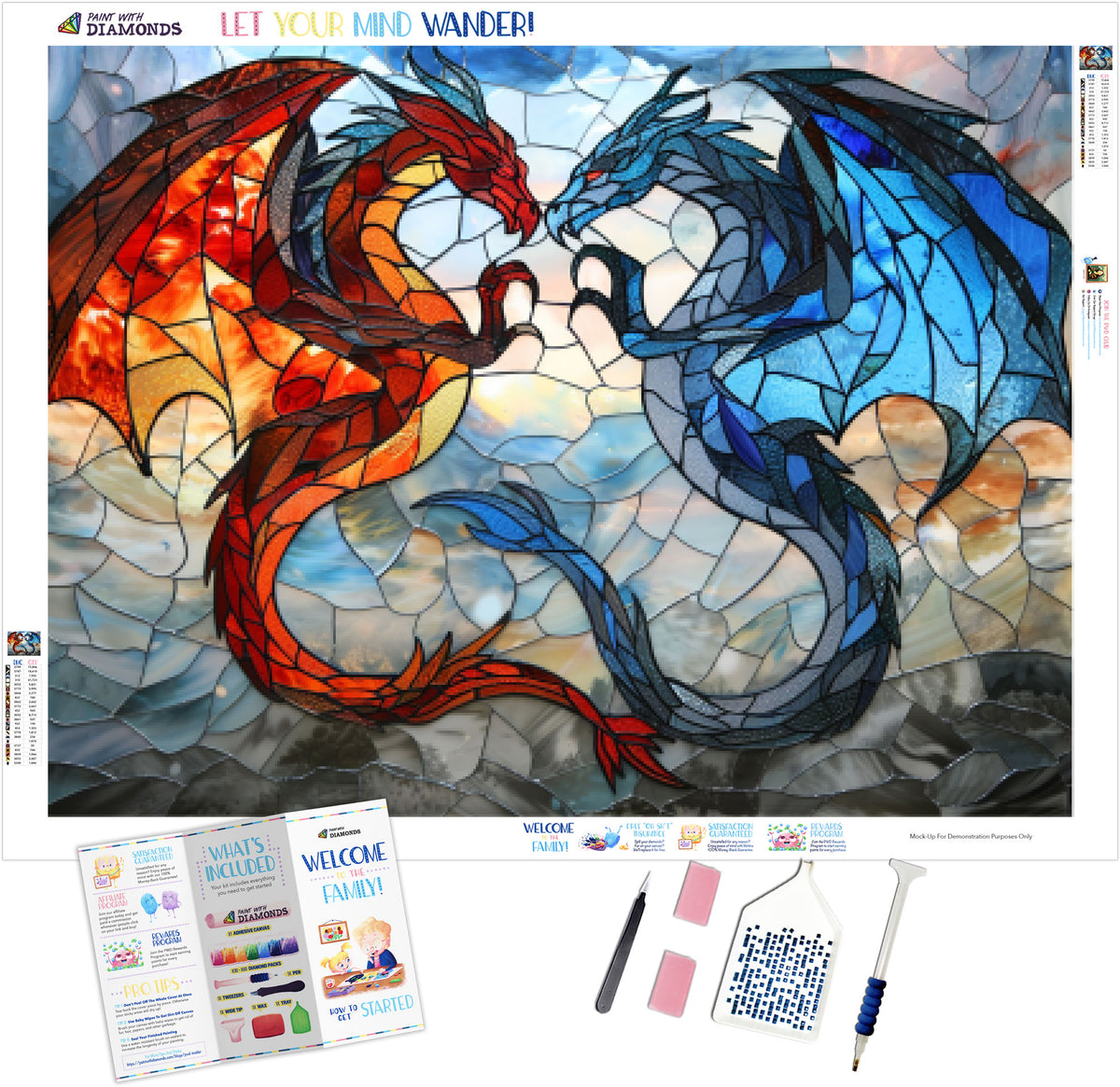 Fire and Ice Dueling Dragons Official Diamond Painting Kit | Diamond ...